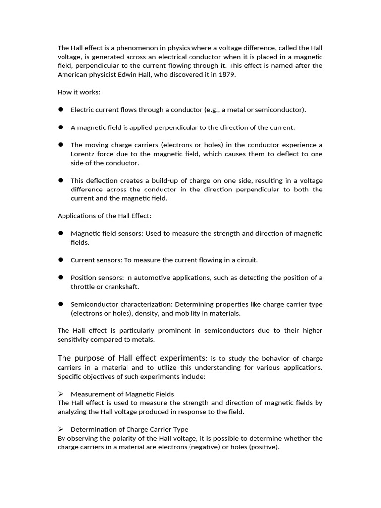 Understanding the Hall Effect in Physics | PDF | Magnetic Field ...