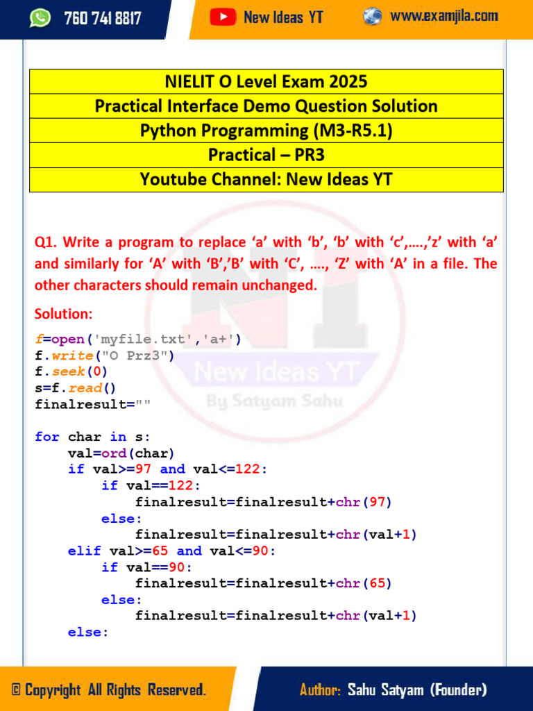 NIELIT O Level Exam 2025 Practical Interface Demo Question Solution ...