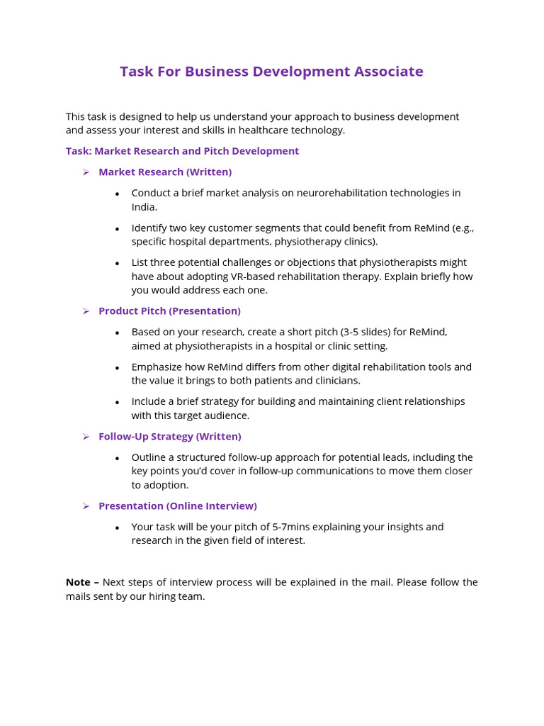 Task For Business Development | PDF