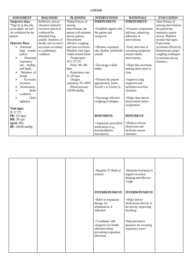 NCP Coughing | PDF | Respiratory System | Respiratory Tract
