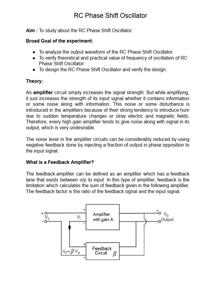RC Phase Shift Oscillator | PDF | Electronic Oscillator | Amplifier
