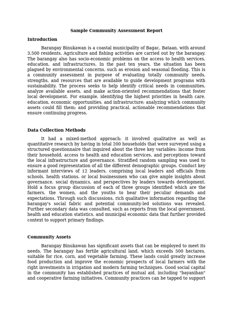 Sample Community Report | PDF | Agriculture | Sustainable Agriculture