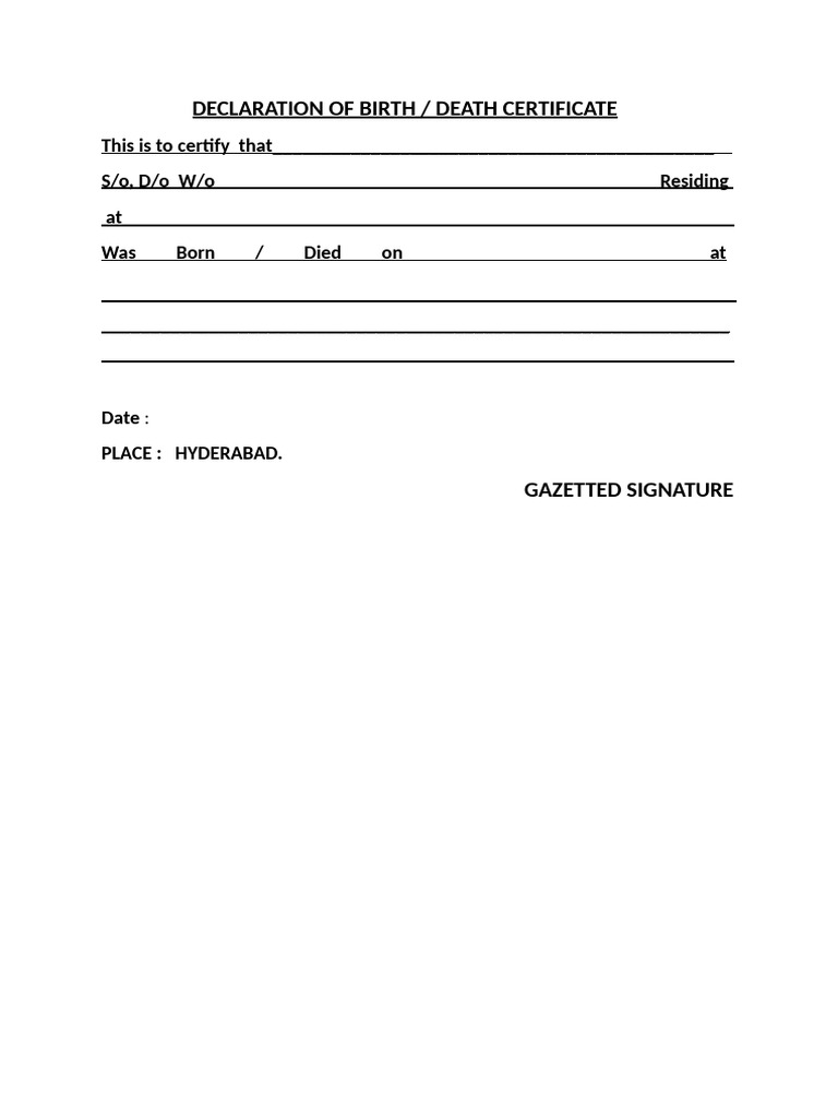 Declaration of Birth | PDF