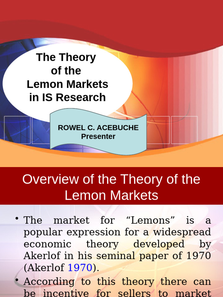 Theory of The Lemon Markets | PDF