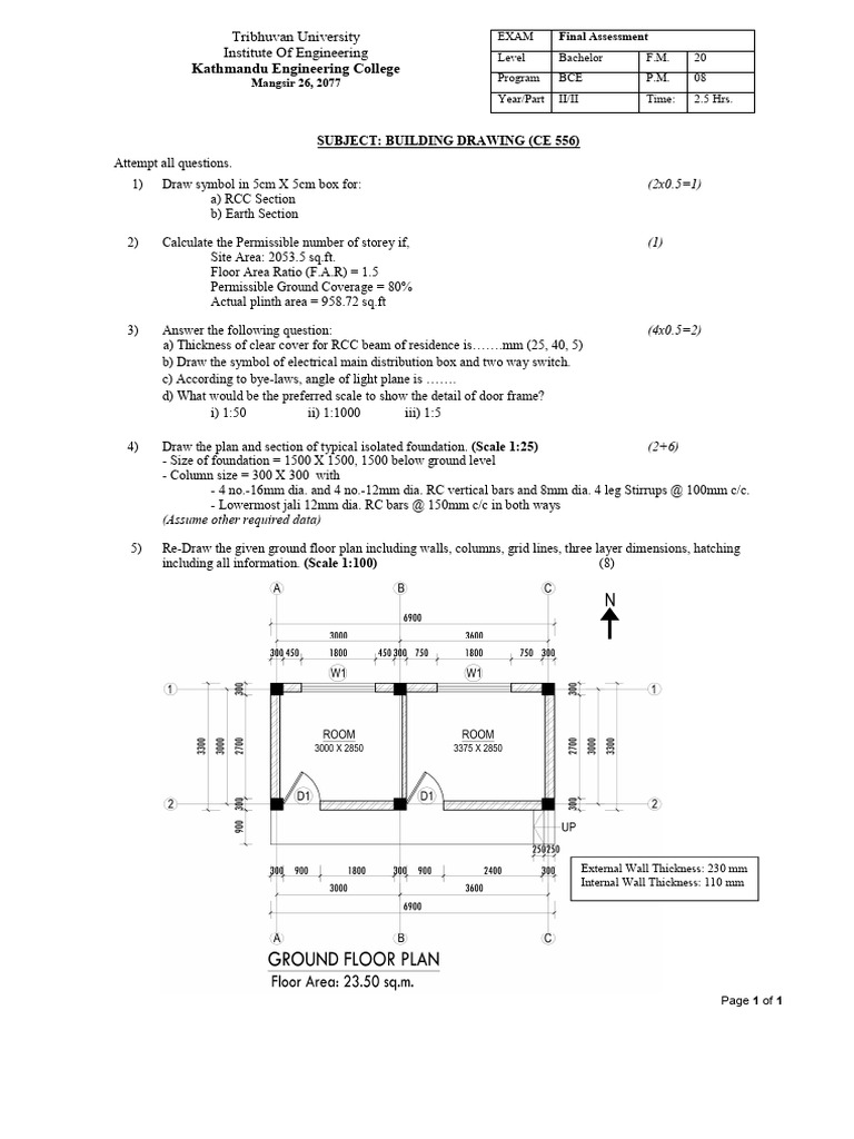 Building Drawing Assessment 077 KEC | PDF | Building Engineering | Civil Engineering
