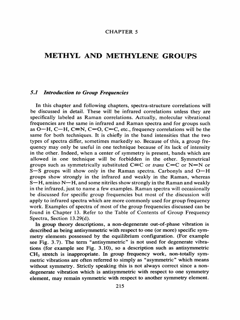 Methyl and Methylene Group Frequencies | PDF | Methyl Group | Amine