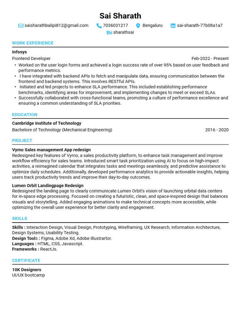 Sai Sharath - Resume (1) | PDF