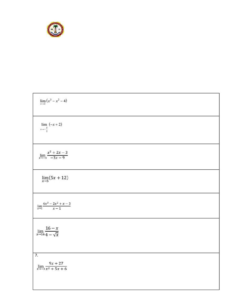 Basic Calculus Limits Activity | PDF