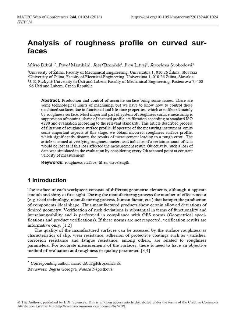 Roughness Profile Analysis on Curved Surfaces | PDF | Surface Roughness ...
