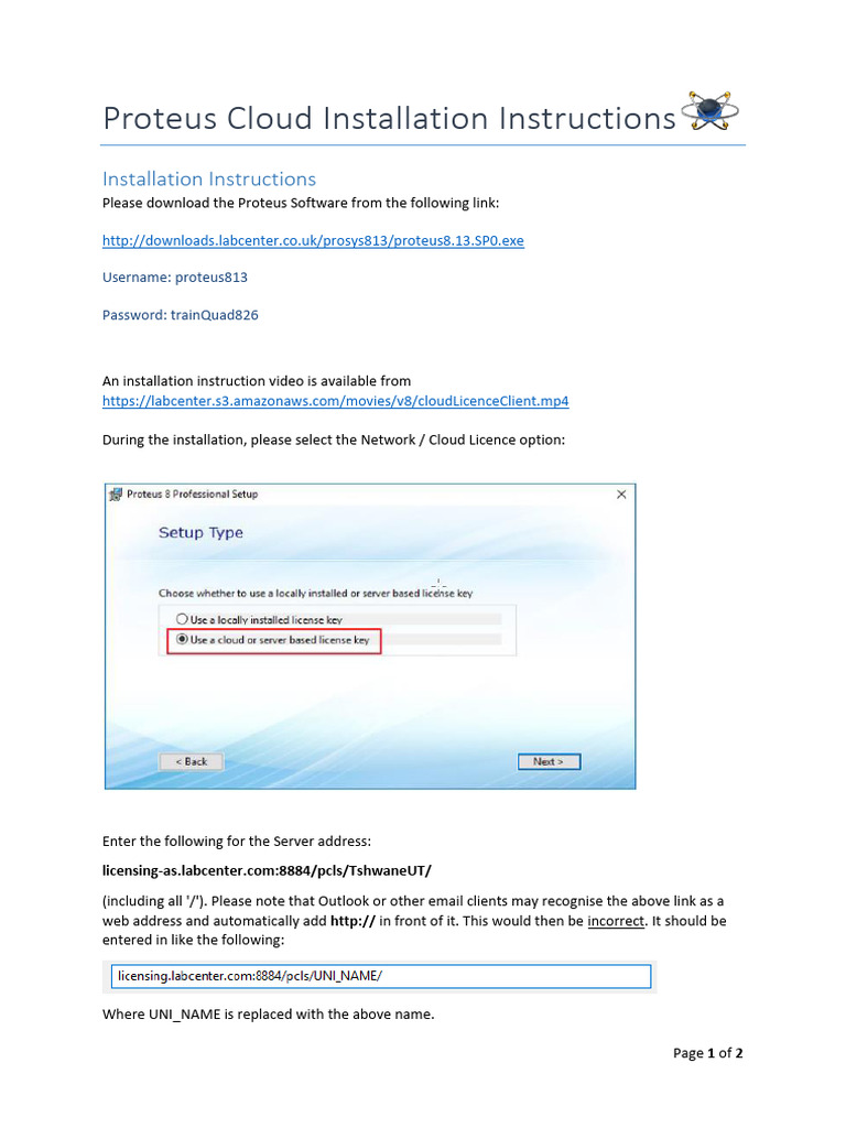Proteus Cloud Installation Instructions - 1 | PDF