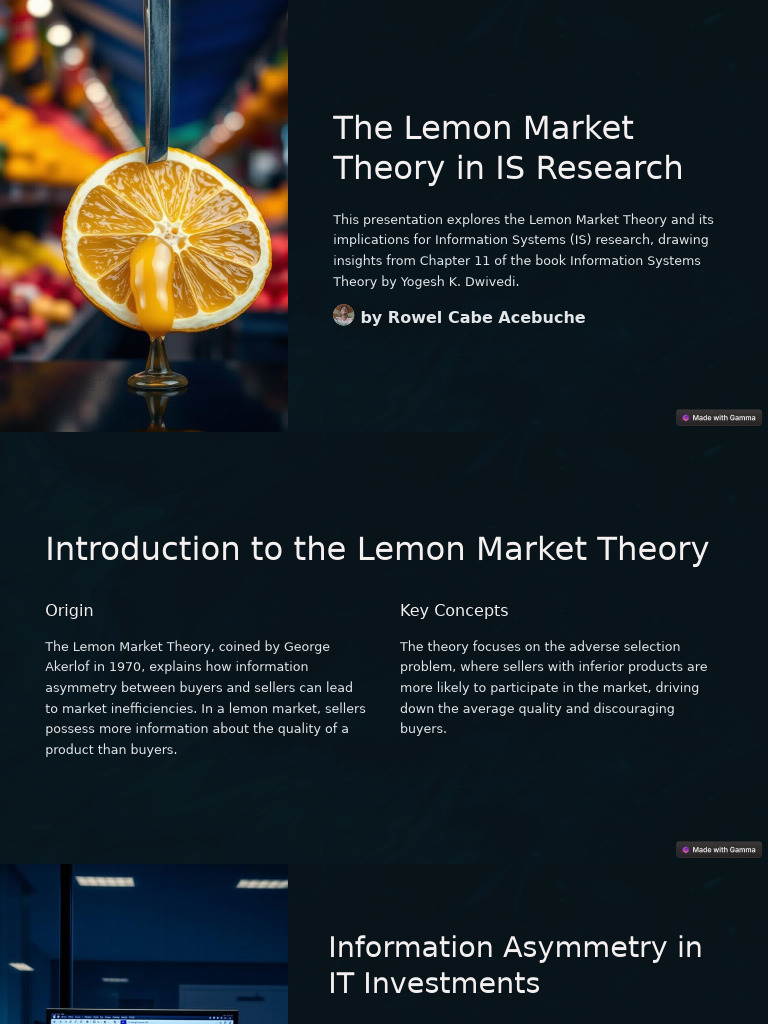 The Lemon Market Theory in IS Research | PDF | Market (Economics ...