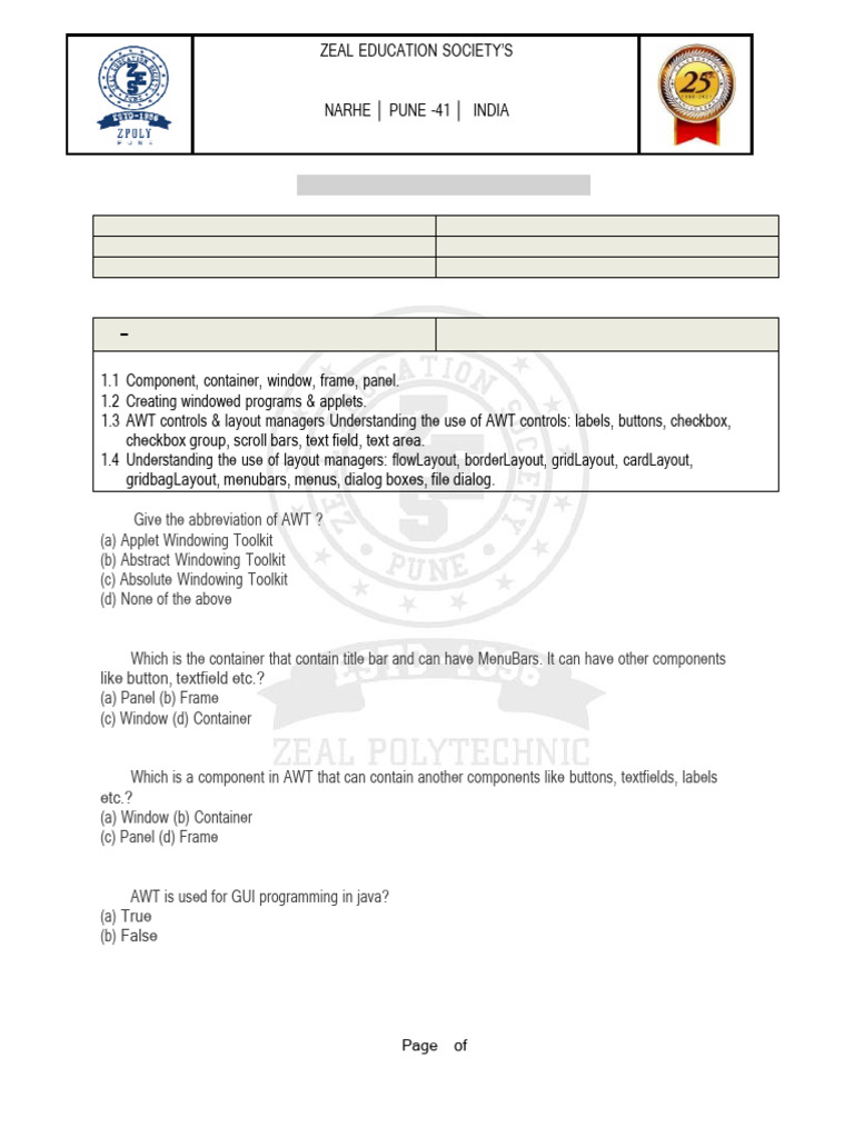 TY COMP Sem V AJP 22517 MCQs Bank 2 20 | PDF | Software Development | Computer Programming