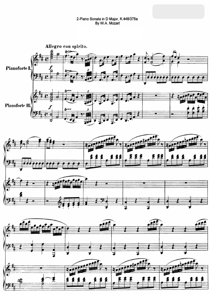 Sonata in D For 2 Pianos, k.448 | PDF