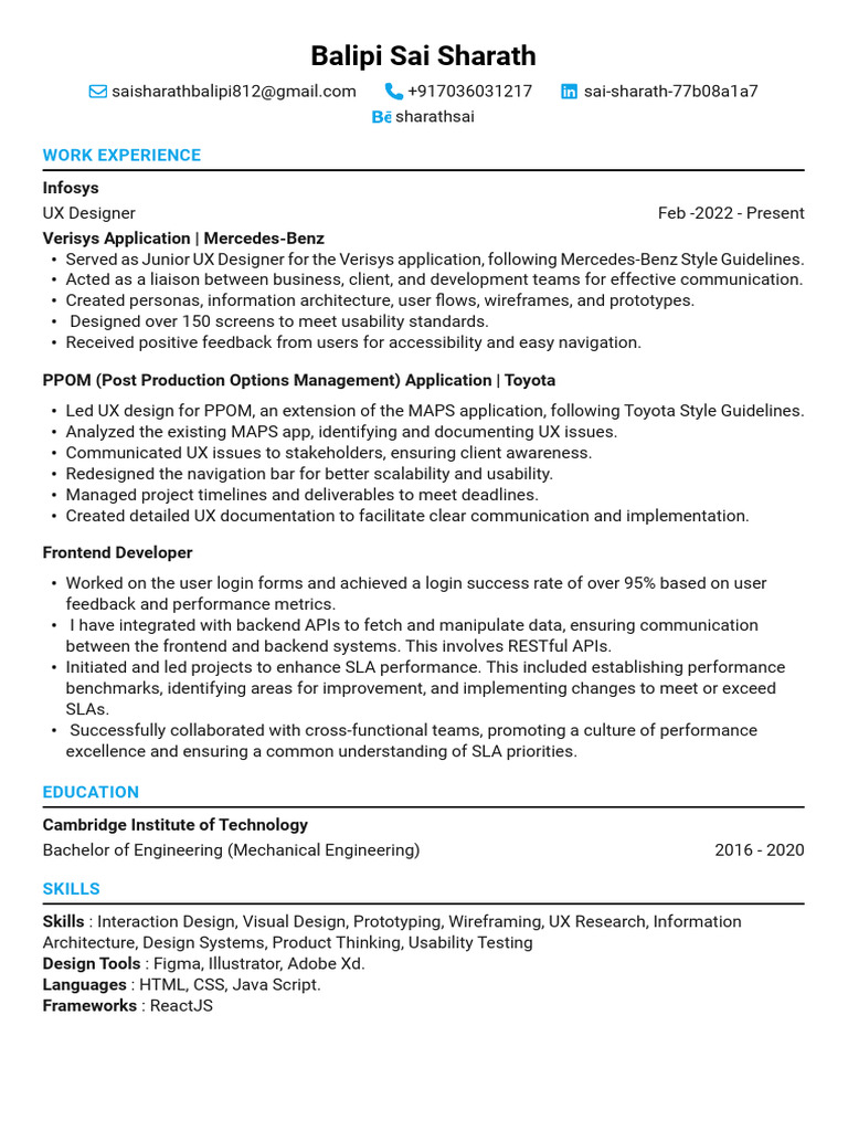 Balipi Sai Sharath - Resume | PDF
