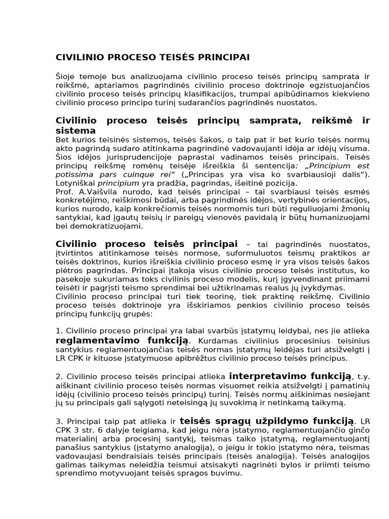Civilinio Proceso Teisės Principai | PDF