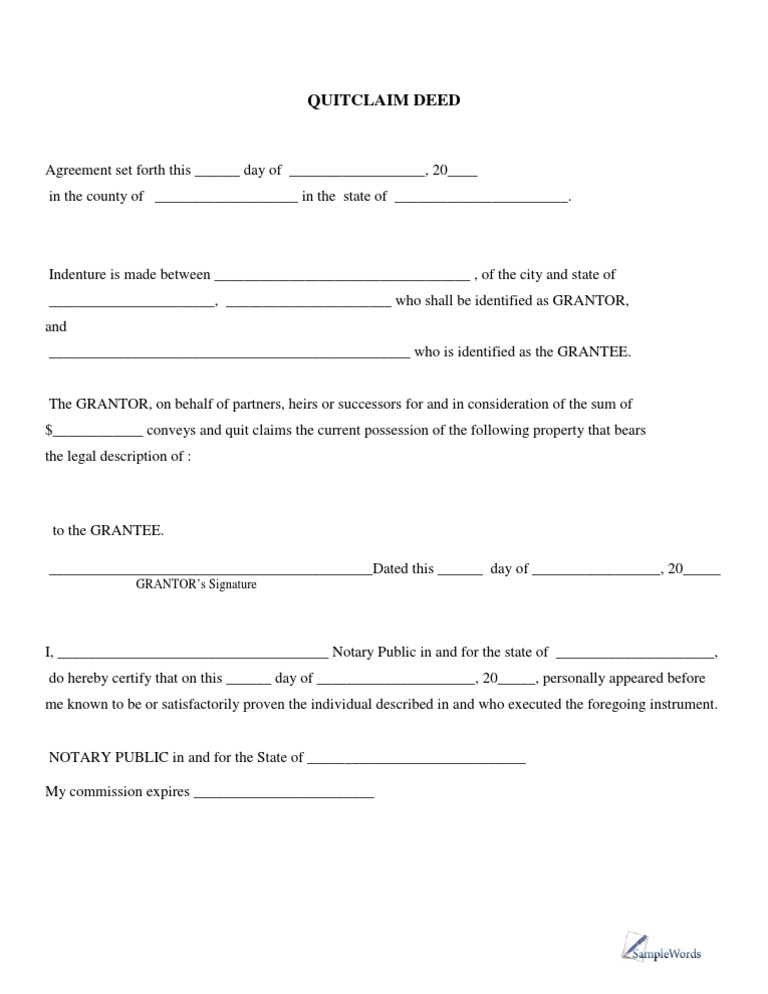Quitclaim Deed: GRANTOR's Signature | PDF