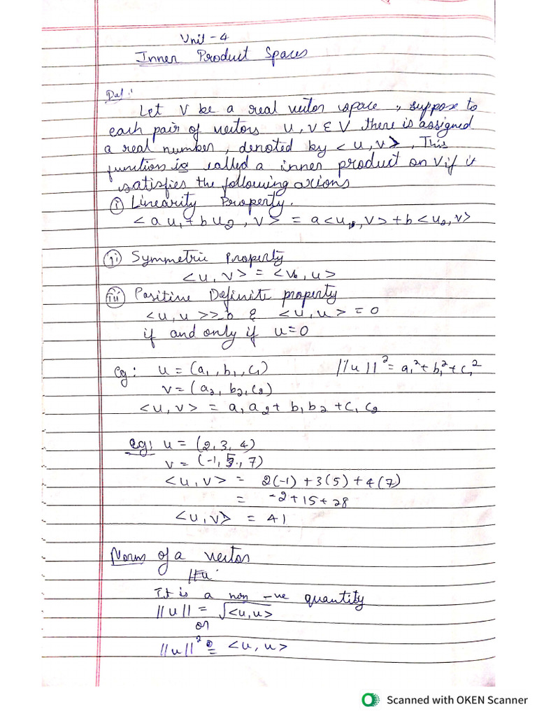 Linear Algebra-Unit 4 | PDF