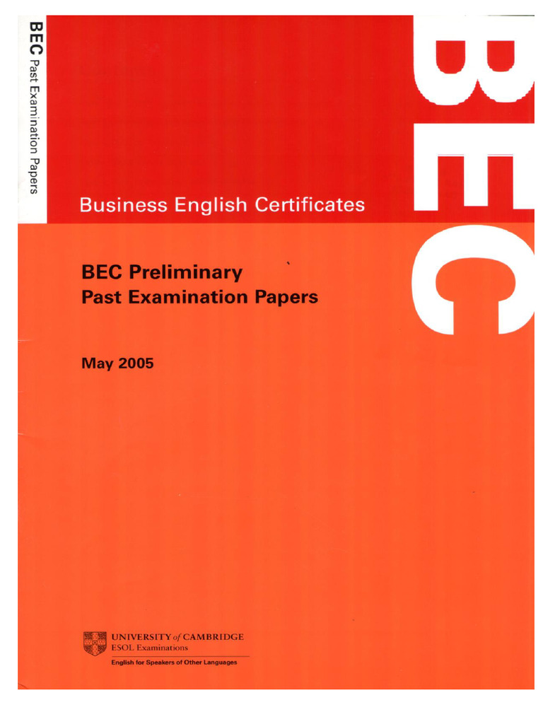 Cambridge - BEC Preliminary Past Examination Pages 2005 | PDF