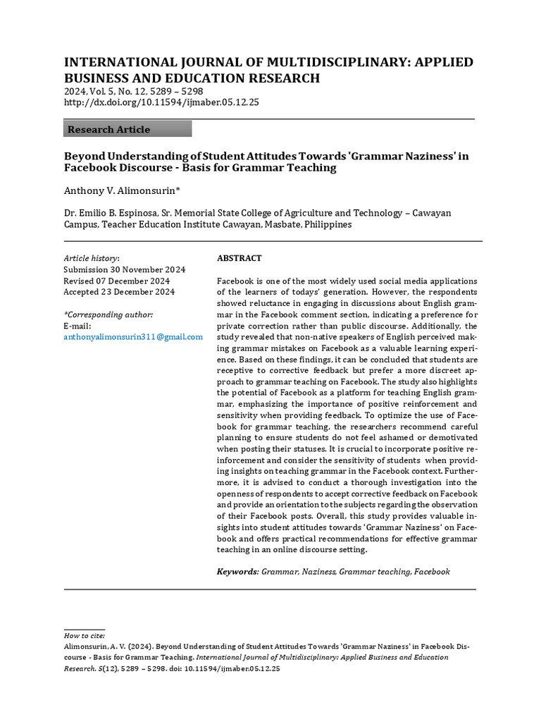 Beyond Understanding of Student Attitudes Towards | PDF | Learning | Second Language