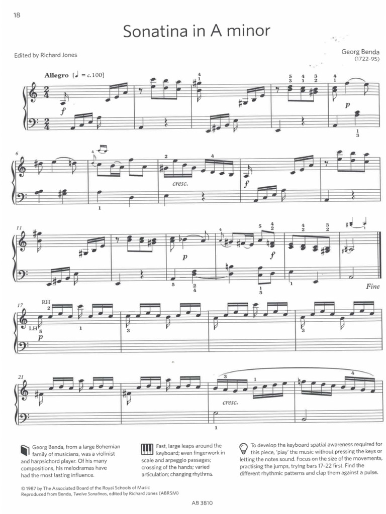 C 07 G. Benda - Sonatina in a Minor (1) | PDF