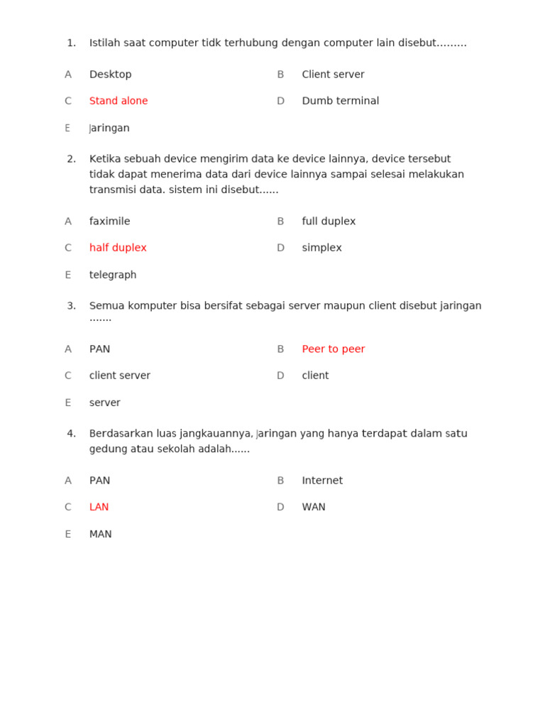 Soal Jaringan dan Komputer | PDF