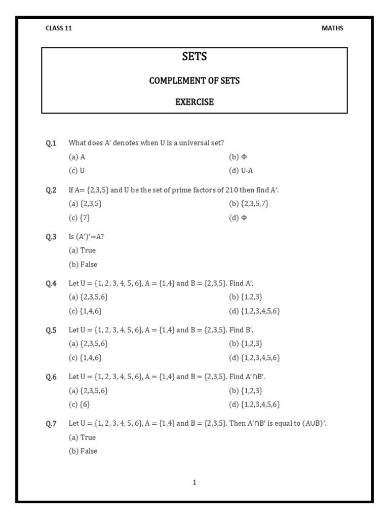 11math1-complement-sets_ex | PDF | Triangle | Geometric Objects