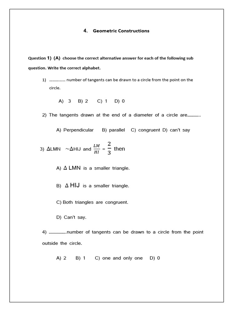 Class 10 Geometric Constructions Guide | PDF | Circle | Perpendicular