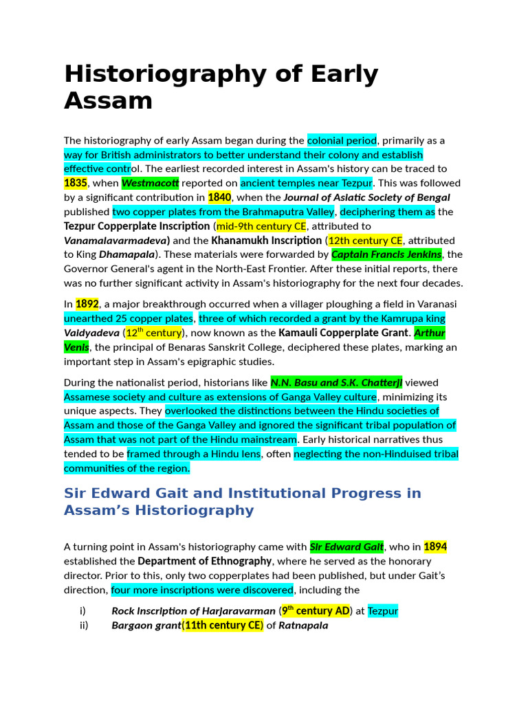 Historiography of Early Assam | PDF | Historiography | Epigraphy