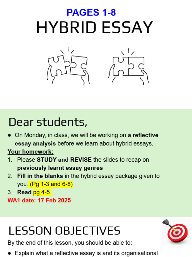 2025 Hybrid Essay - Teaching Slides | PDF | Essays | Verb