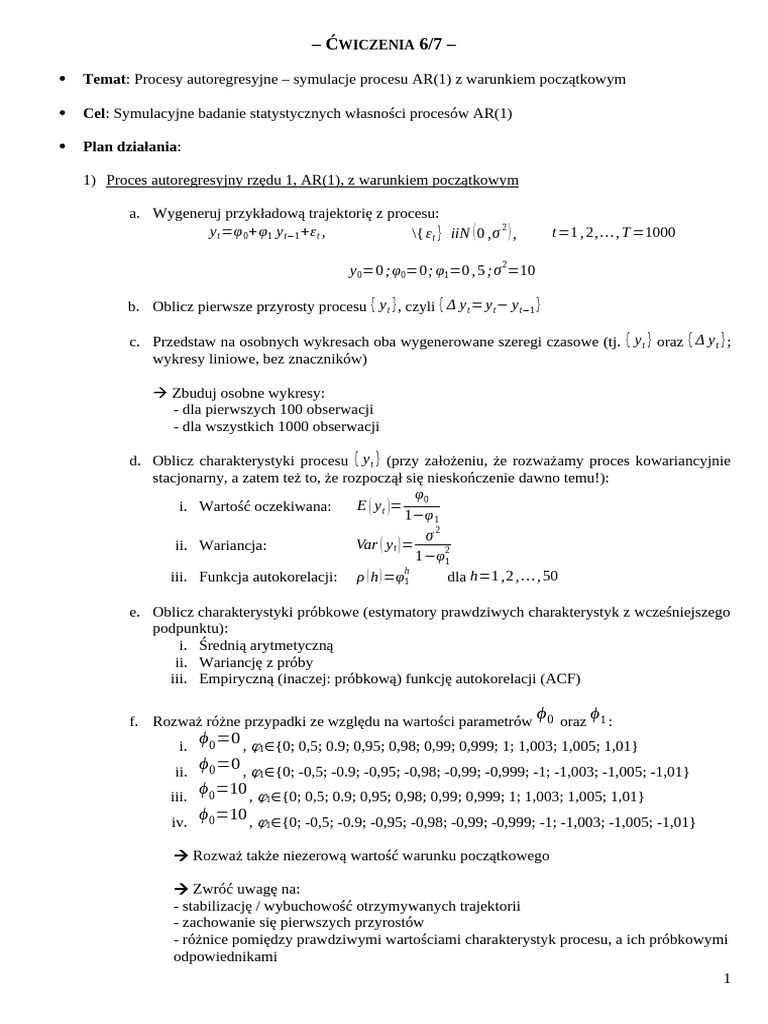 Symulacje AR1 | PDF