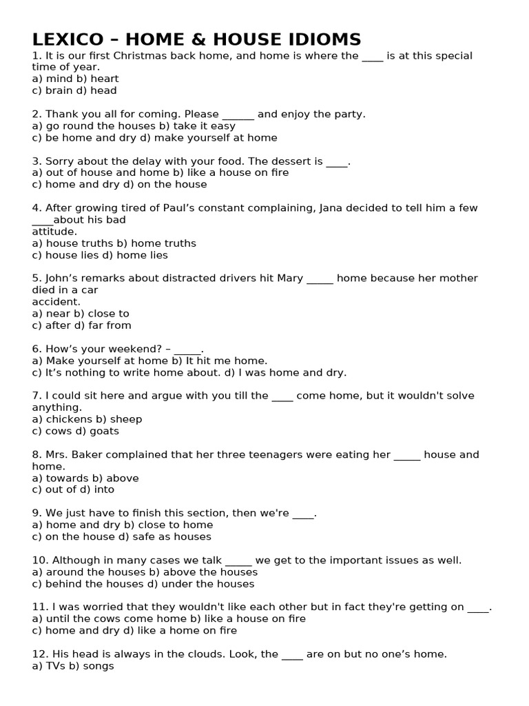 (Lexico) 01 - Home & House Idioms | PDF