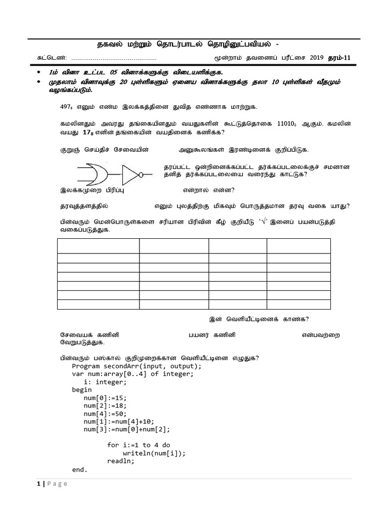 GCE Ordinary Level - ICT - 3rd Term 2019 Part LL | PDF