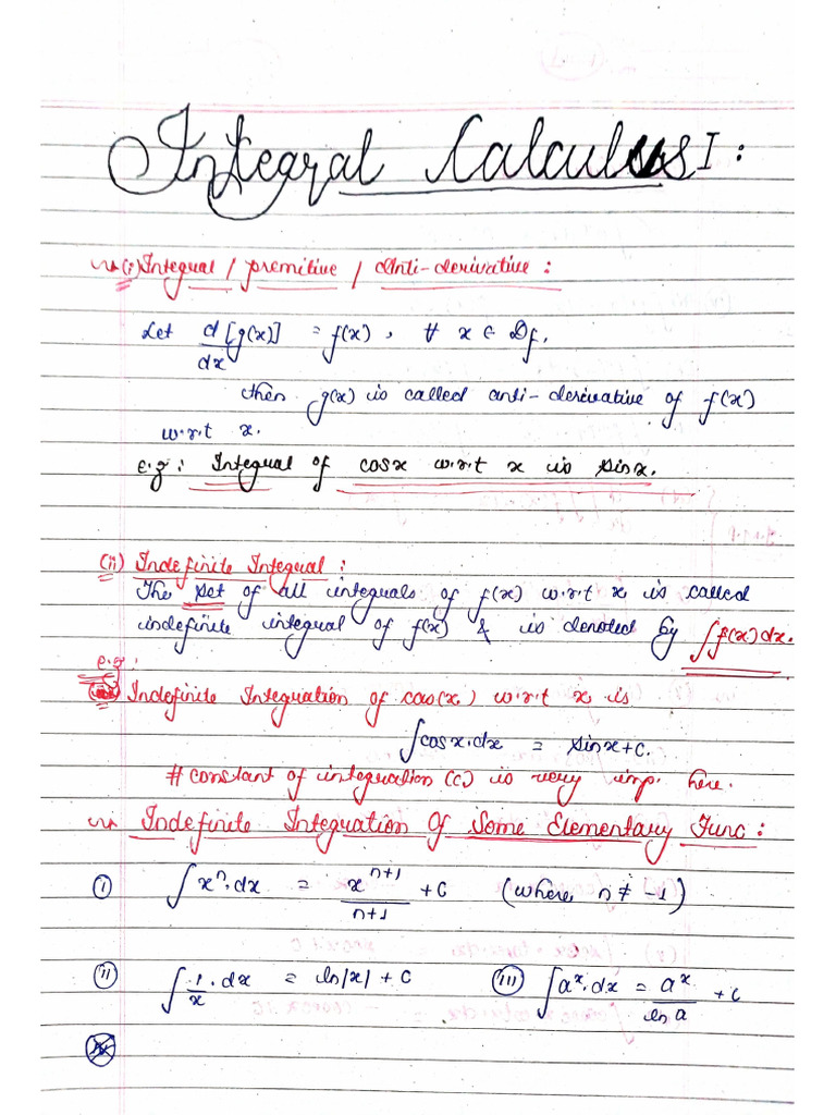 Indefinite Integration Best Notes | PDF