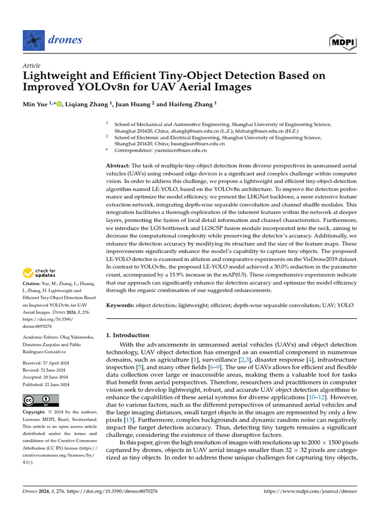 Lightweight and Efficient Tiny-Object Detection Based On Improved YOLOv8n For UAV Aerial Images ...