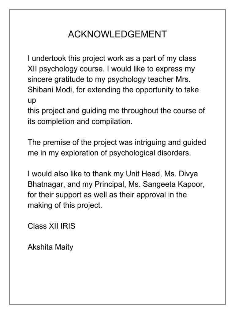 XII-PSYCHOLOGY PROJECT-Front Pages | PDF