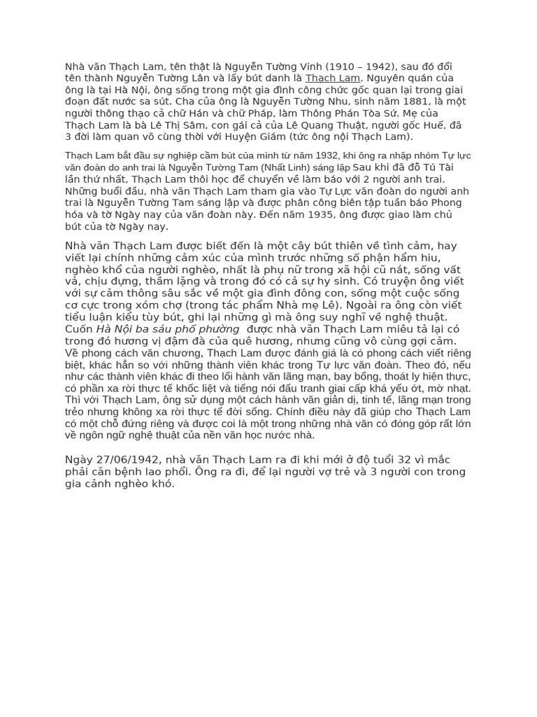 Nhà Văn TH CH Lam | PDF