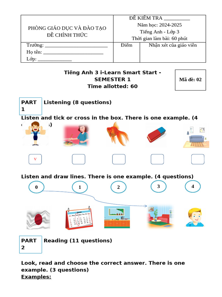 Grade 3 English Test 2024-2025 | PDF