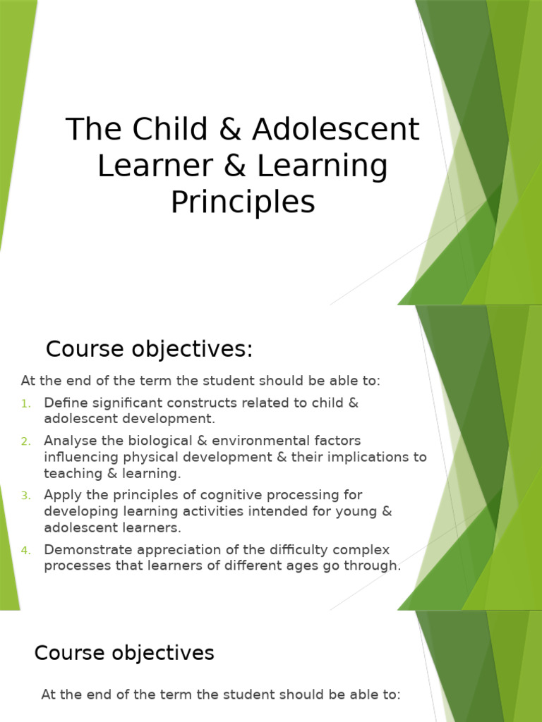 Chapter 1 The Child Adolescent Learner Learning Principles 1.2 | PDF | Learning | Adolescence