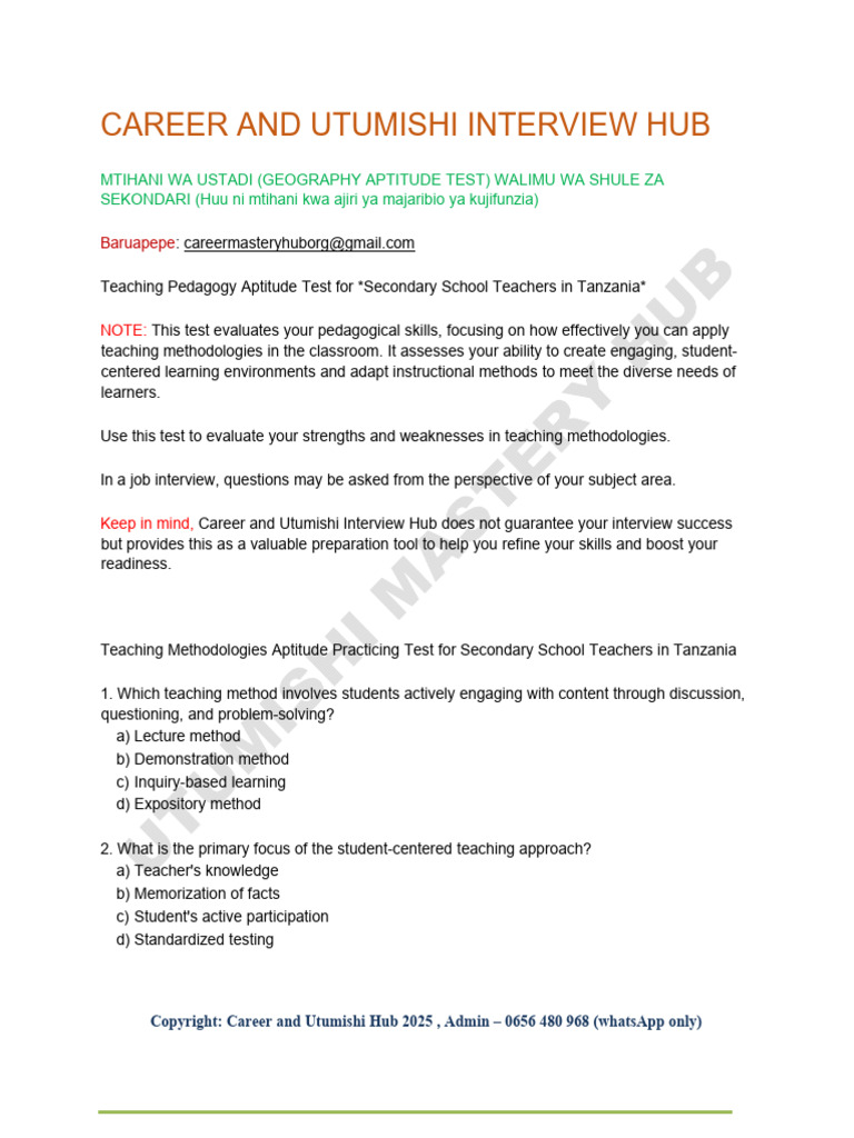 Teaching Methodologies Aptitude Test | PDF | Educational Assessment ...