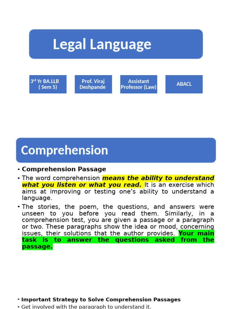 Legal Comprehension and Statutes Overview | PDF | Reading Comprehension ...