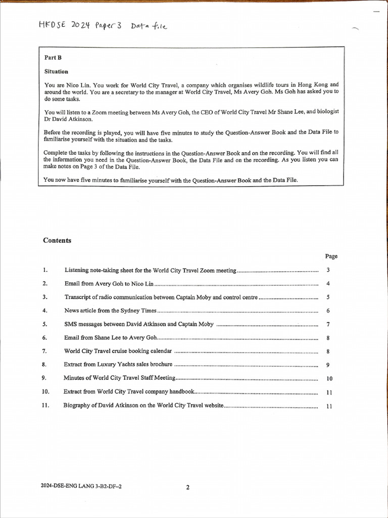 2024 English DSE Paper 3B Data File | PDF