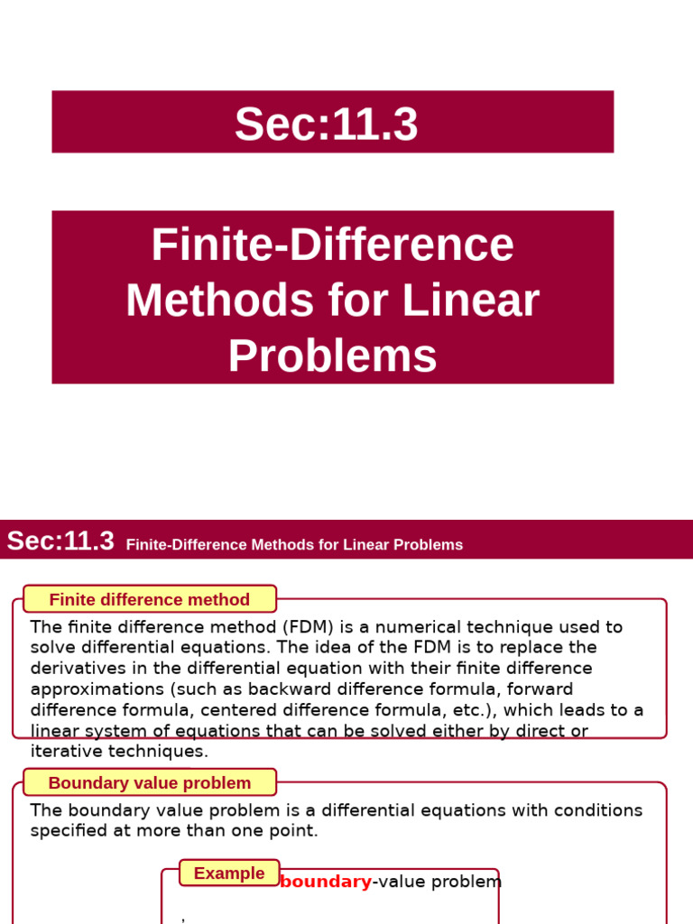 11.3 Finite Difference Methods for Linear Problems | PDF | Finite ...