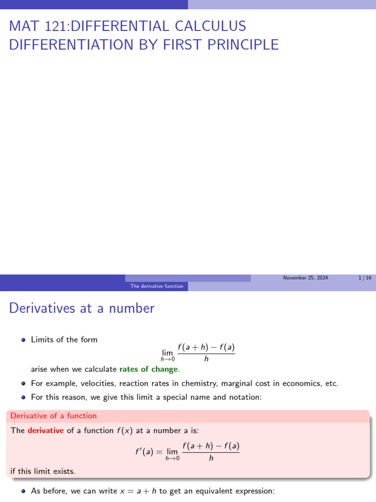 Introduction To Derivatives Pdf Derivative Function Mathematics