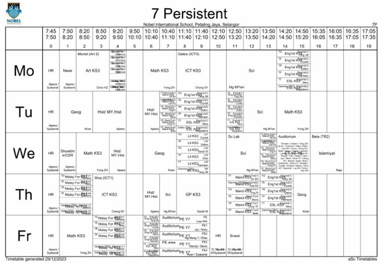 Term 1 Y7 Timetable | PDF