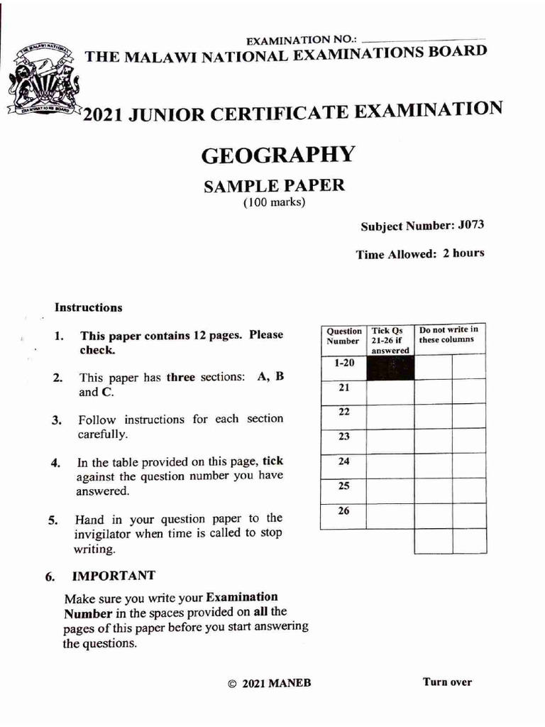 JC Geography Sample | PDF