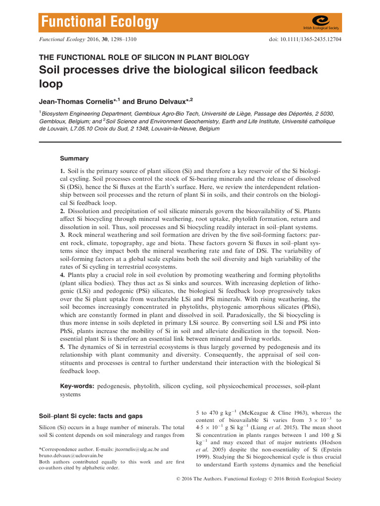 Functional Ecology - 2016 - Cornelis - Soil processes drive the ...