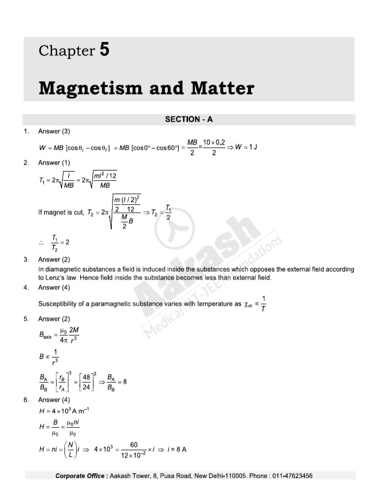 PHY XII Sol Chapter 5 | PDF