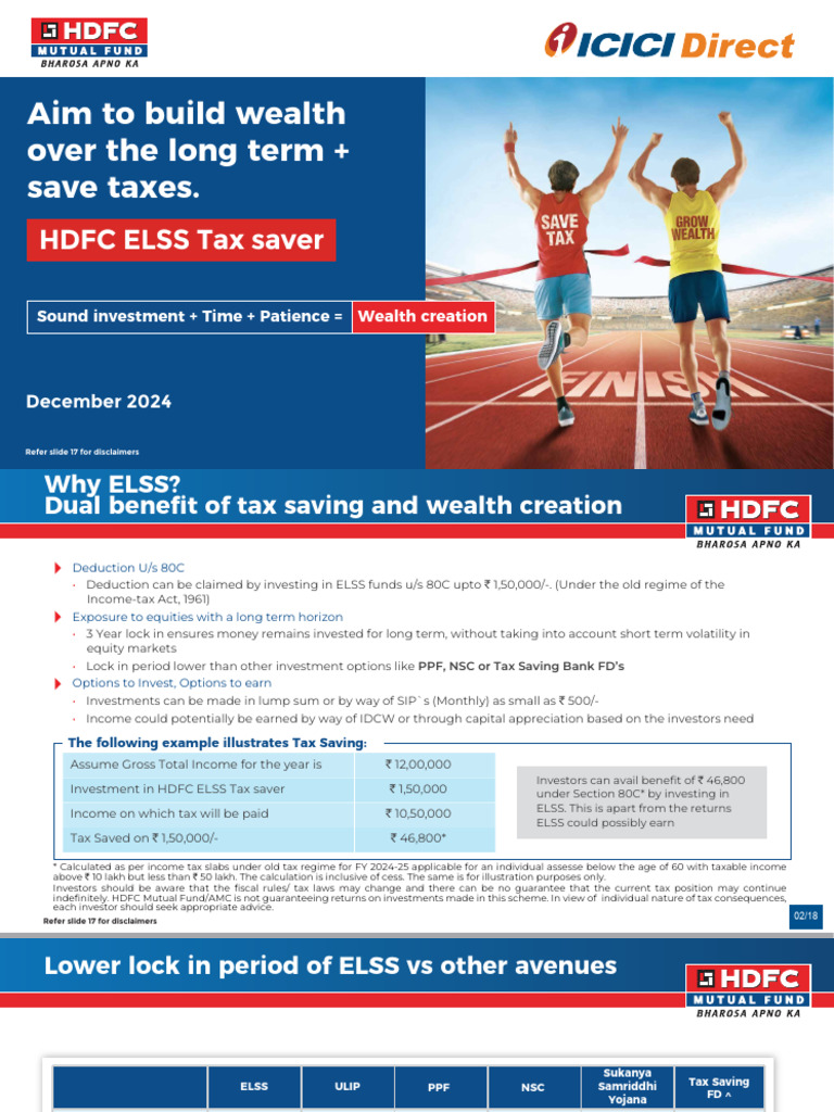HDFC_ELSS_Tax_Saver_PPT | PDF | Investing | Mutual Funds