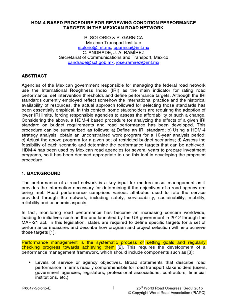 Hdm 4 Based Procedure for Reviewing Condition Performance | PDF ...
