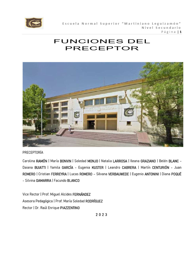 Funciones del Preceptor Escolar | PDF | Adultos | Escuelas